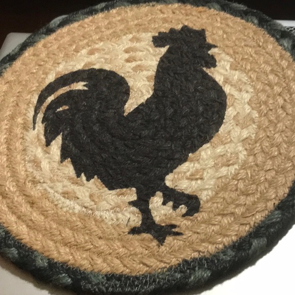 Other | Rooster Silhouette On Round Braided Trivet | Poshmark